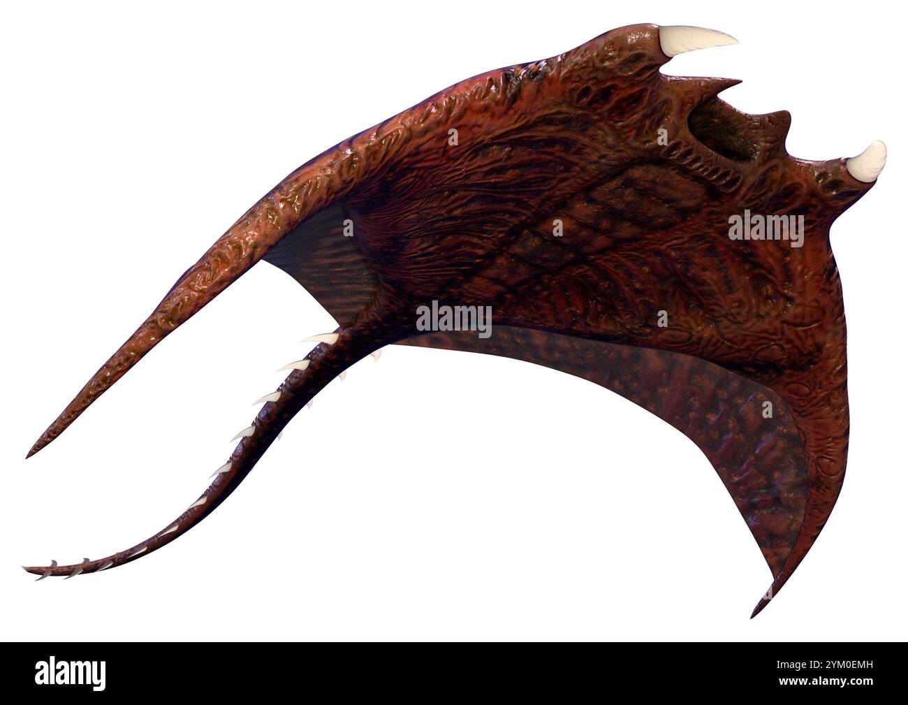 3D rendering of a fictional creature sand manta isolated on white ...