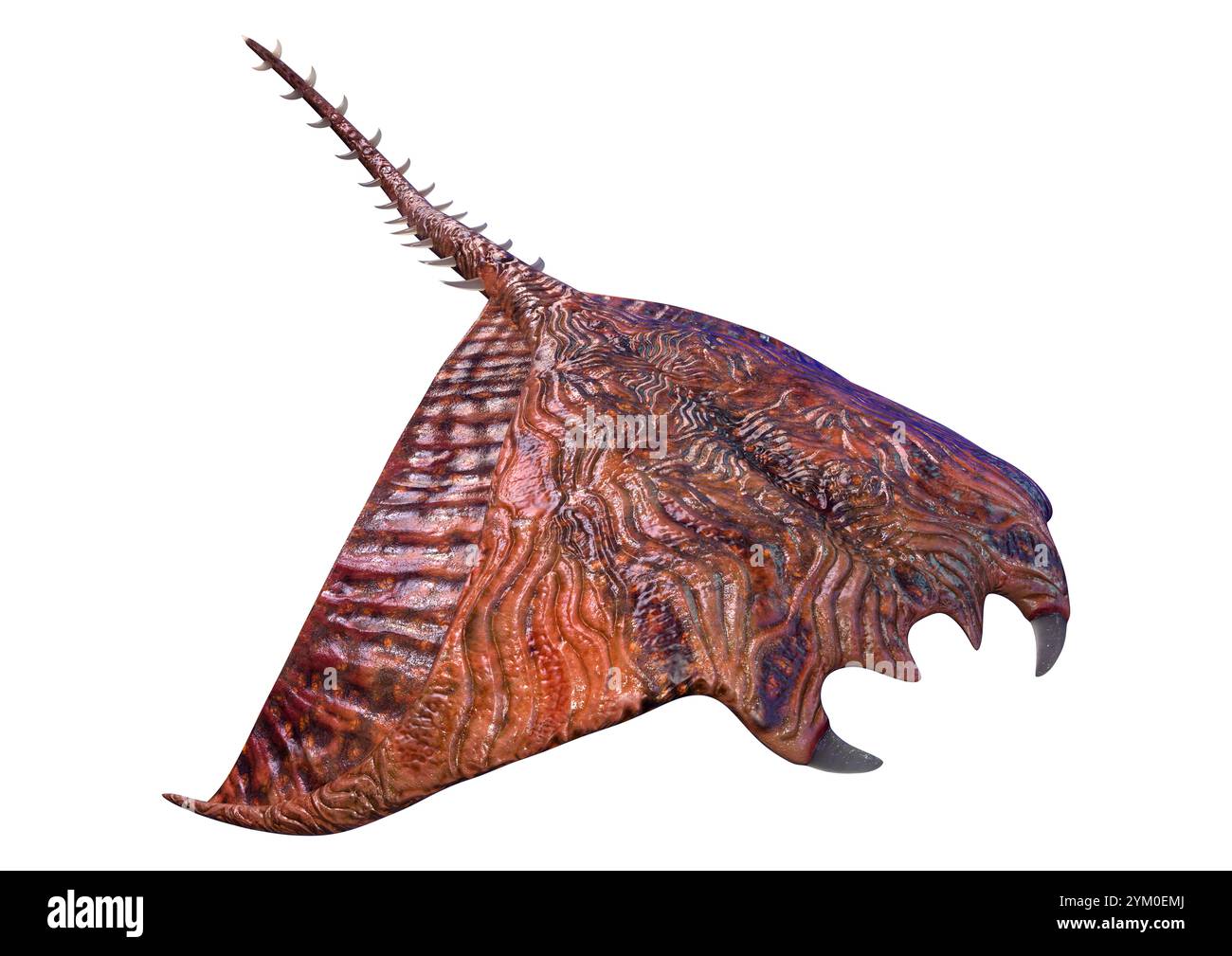 3D rendering of a fictional creature sand manta isolated on white ...