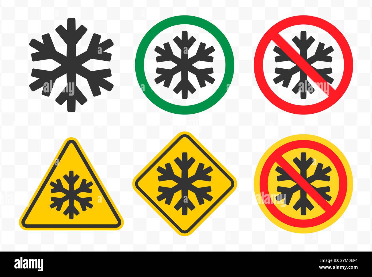 Do not freeze icon symbol set. No freezing logo sign. Snowflake ice ...