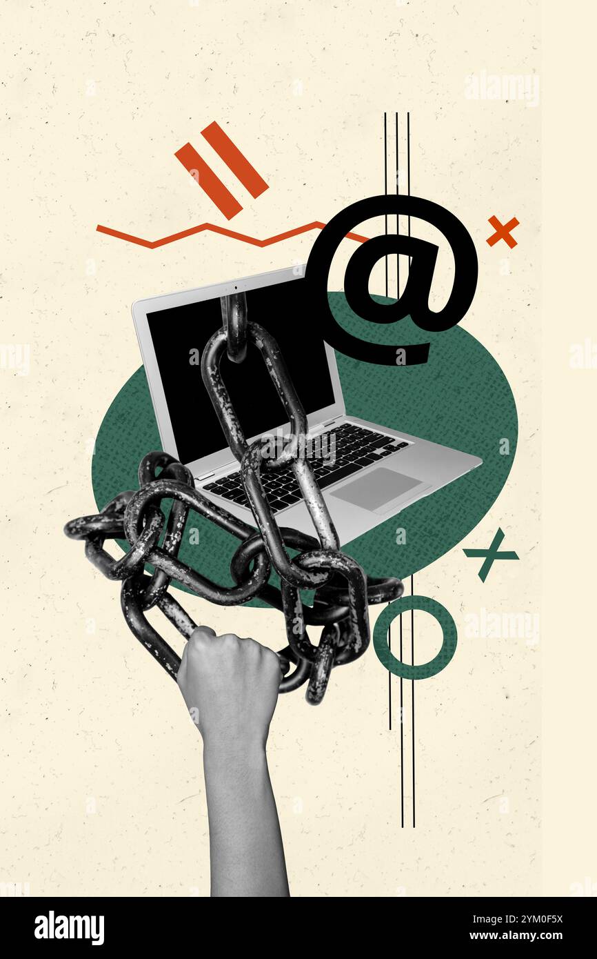 Composite trend artwork 3D sketch image photo collage of hacking ...