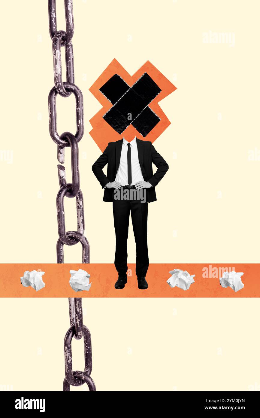 Trend artwork creative sketch 3D photo collage of caricature headless ...