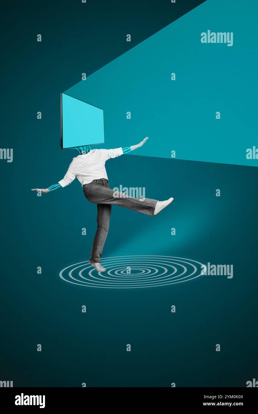 Composite 3D photo collage design trend sketch of caricature human ...