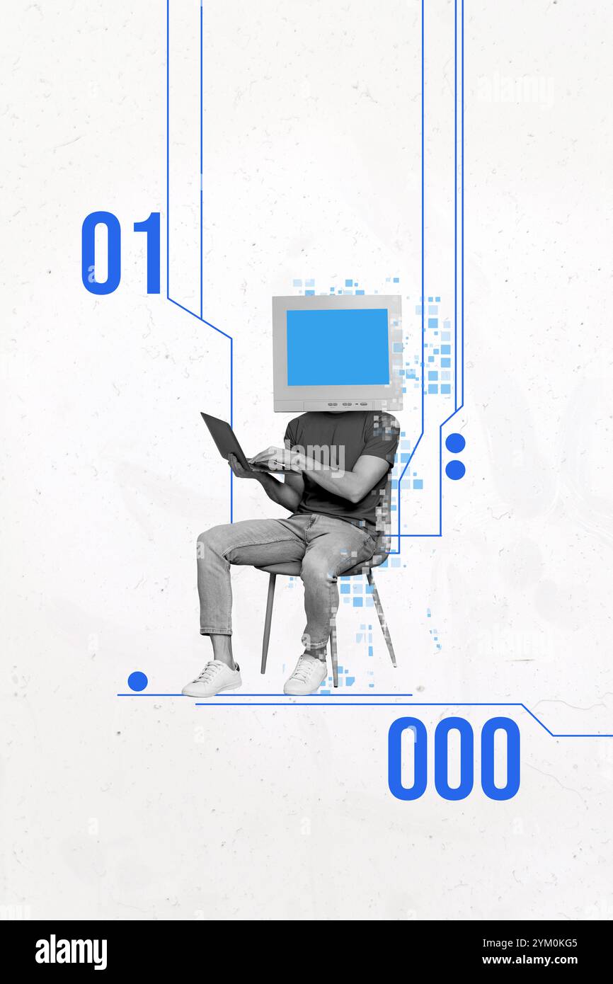 Composite trend artwork sketch image photo collage of Internet hacker ...