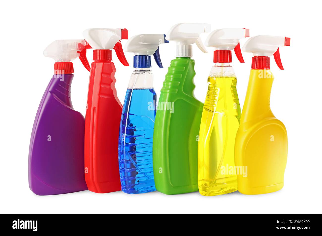 Set of different cleaning products isolated on white Stock Photo - Alamy