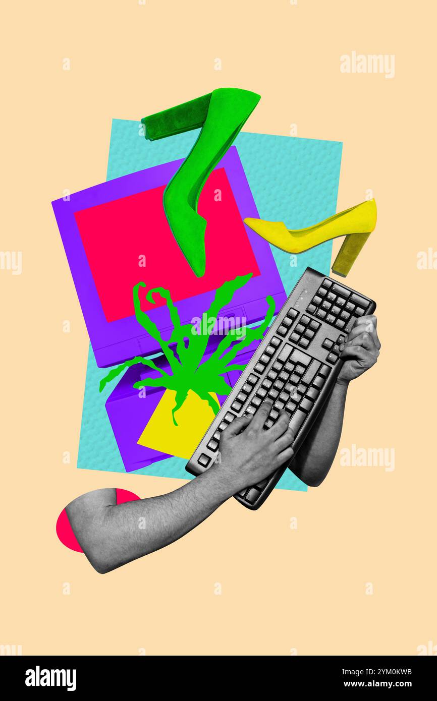 Composite trend artwork 3D sketch image photo collage of young ...