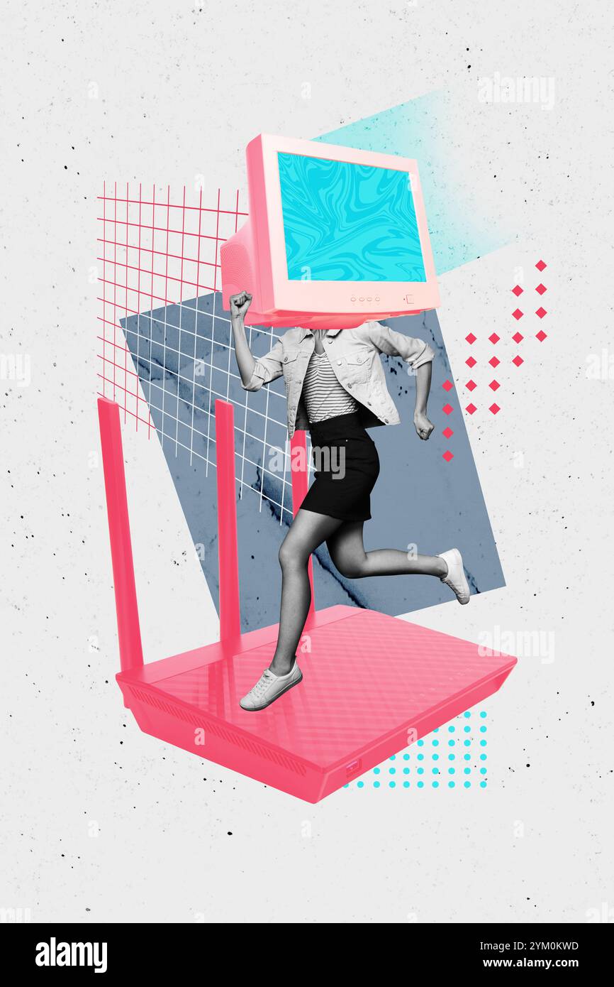 Composite trend artwork sketch image photo collage of young woman ...