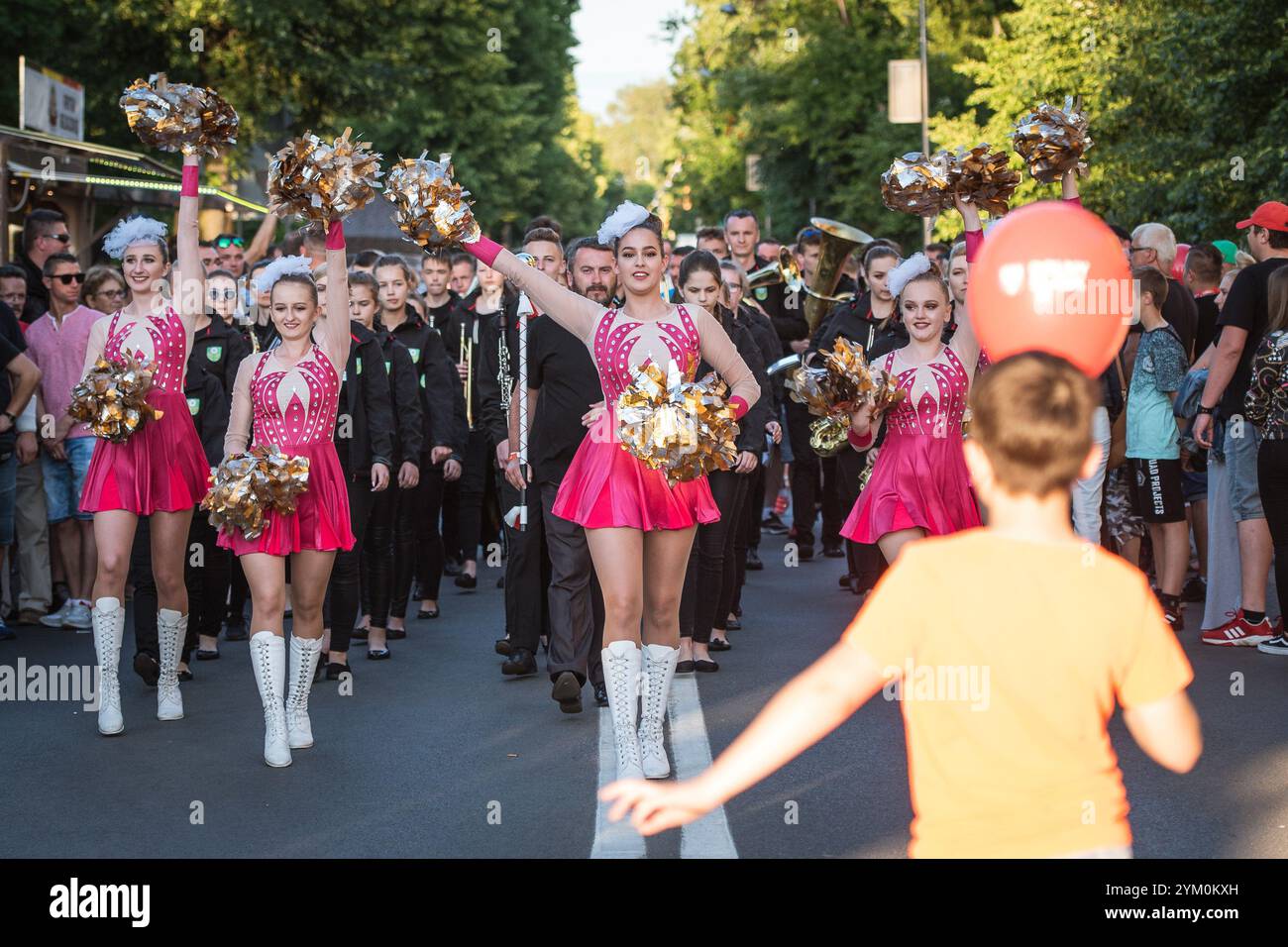 LUBIN, POLAND - JUNE 8, 2019: Orchestra march through the streets to ...