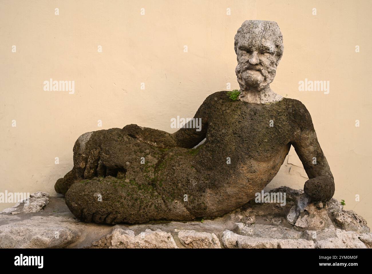 The old sculpture of Babuino fountain (Fontana del Babuino) is situated ...