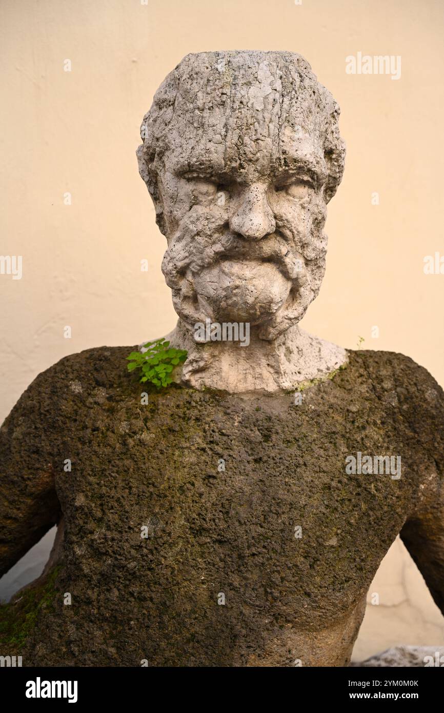 The old sculpture of Babuino fountain (Fontana del Babuino) is situated ...