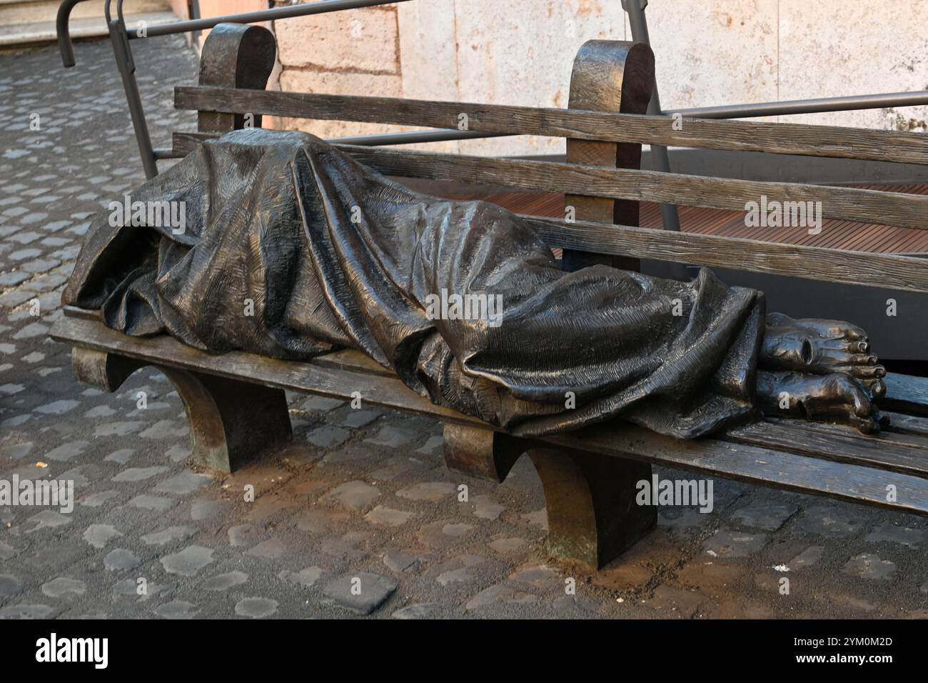 Rome, Italy - October 31, 2024: Homeless Jesus the bronze sculpture by ...