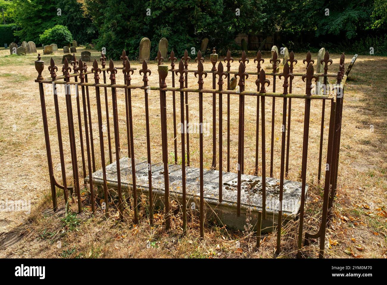 Iron fence surrounding a grave Stock Photo - Alamy