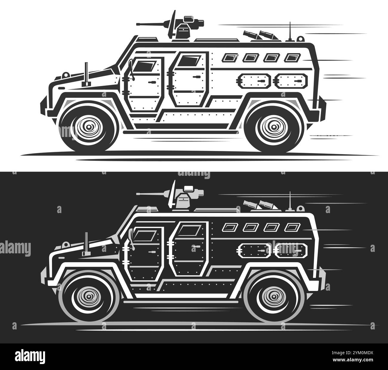 Vector logo for Army Armored Vehicle, automotive horizontal banner with ...