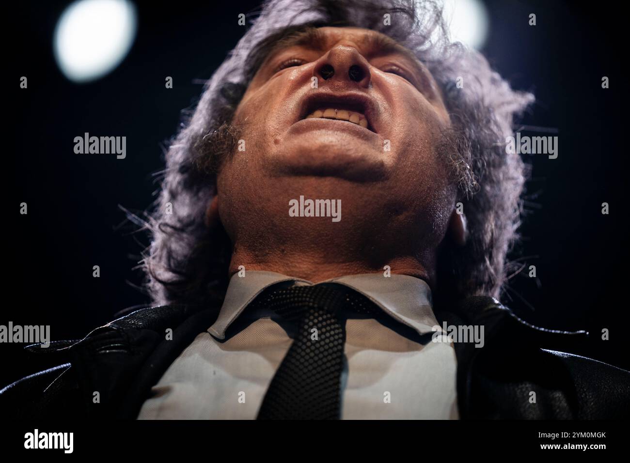 Javier Milei's expressive face as he jumps and sings in front of his ...