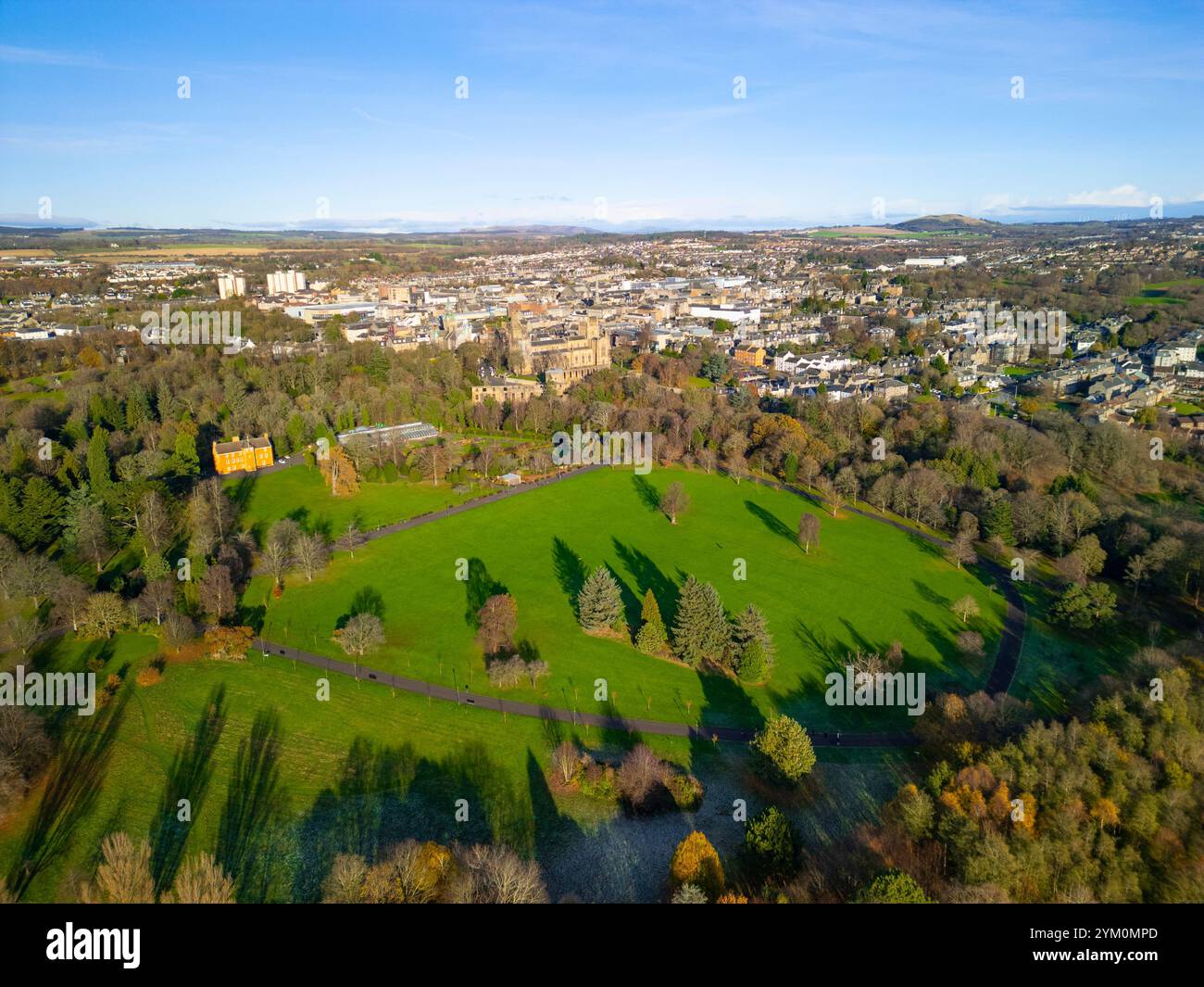 Aerial view from drone of Pittencrieff Park known as The Glen ...