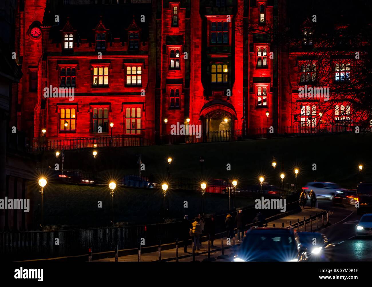 Assembly Hall on The Mound lit up at Christmas, Edinburgh, Scotland, UK ...
