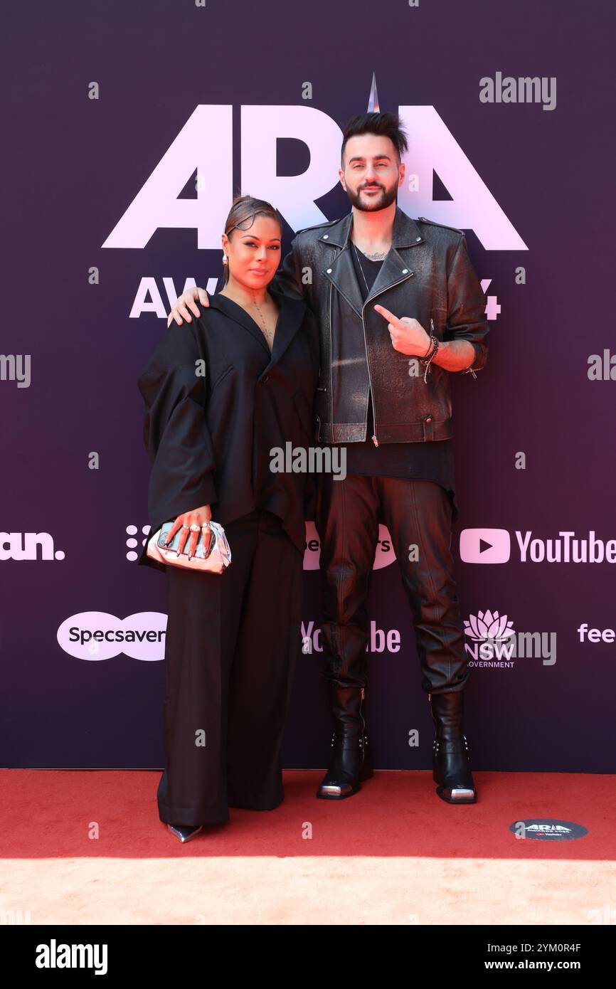 Sydney, Australia. 20th November 2024. Sela Vai and Nick Kozakis arrive on the red carpet for ...