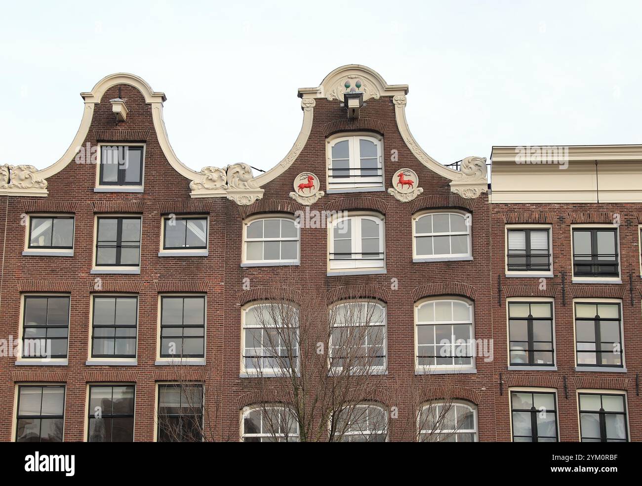 Amsterdam Prinsengracht Canal House Facades with Red Deer Decorations ...