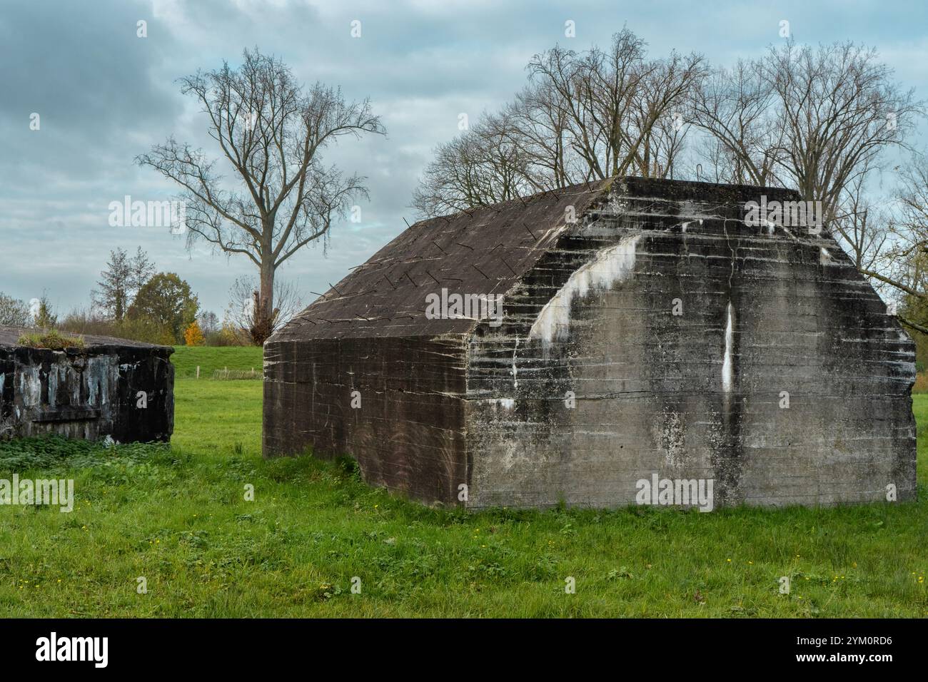 Historic bunkers in the countryside in Utrecht. Schalkwijk, The ...