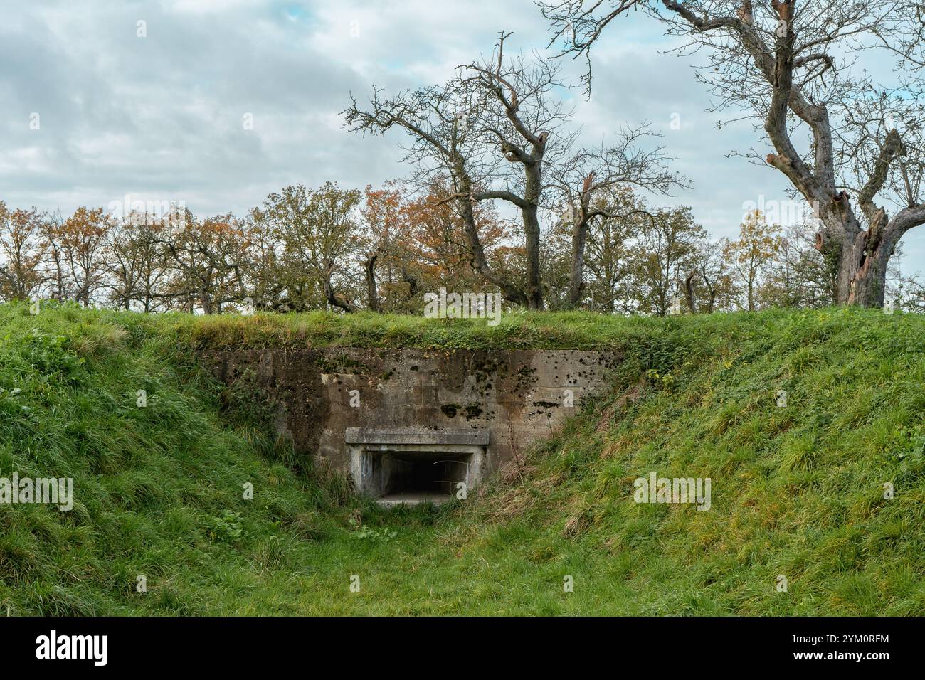Historic bunkers in the countryside in Utrecht. Schalkwijk, The ...