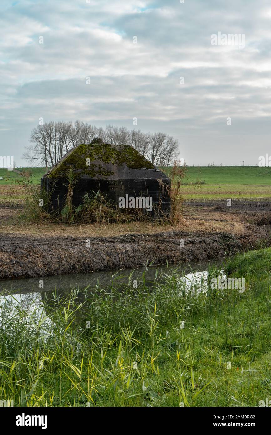 Historic bunkers in the countryside in Utrecht. Schalkwijk, The ...