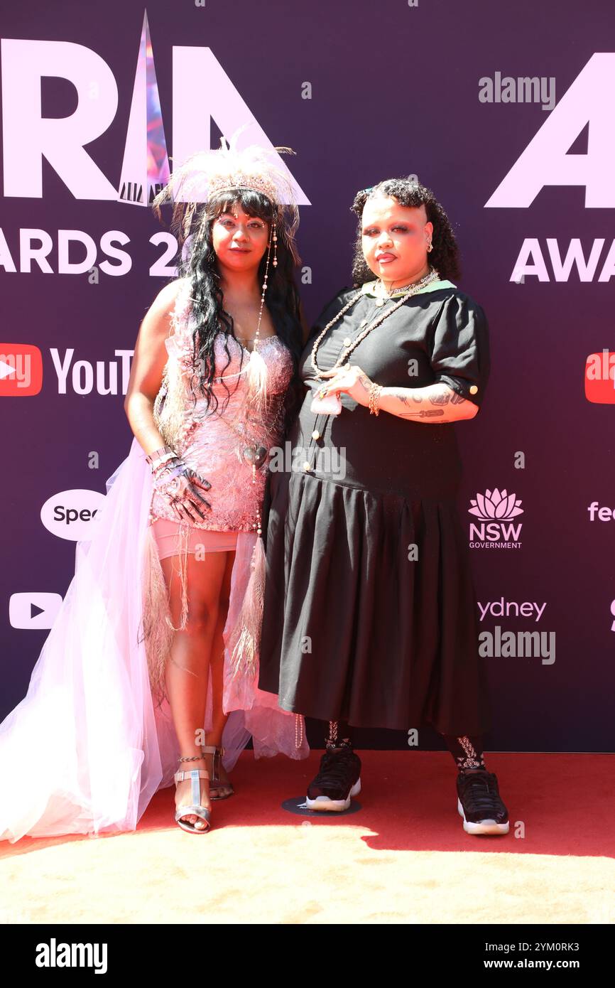 Sydney, Australia. 20th November 2024. L-R: Emily Wurramara and tbc arrives on the red carpet ...