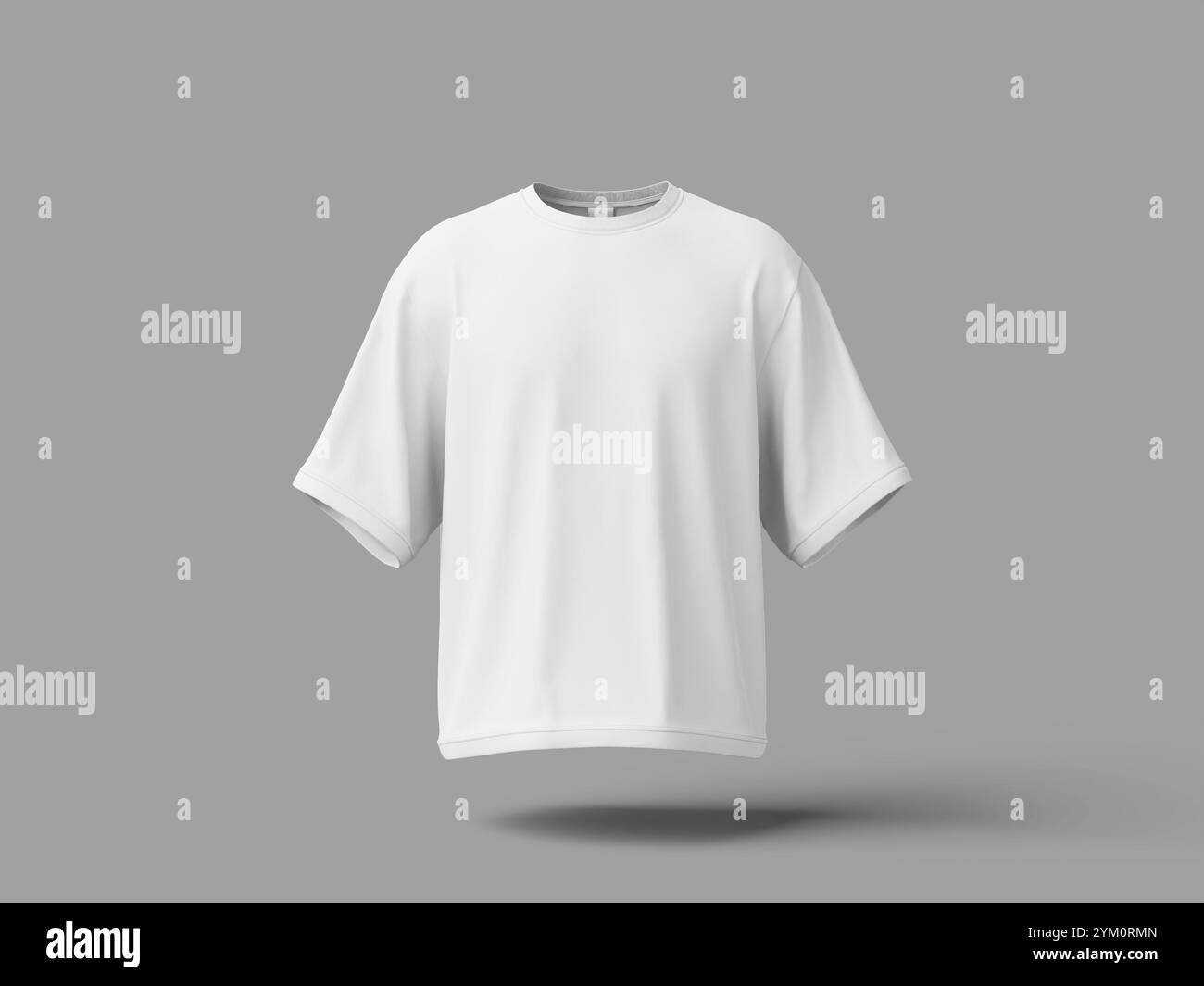 Front View White Blank Oversized Mockup 3D Rendered with Grey ...