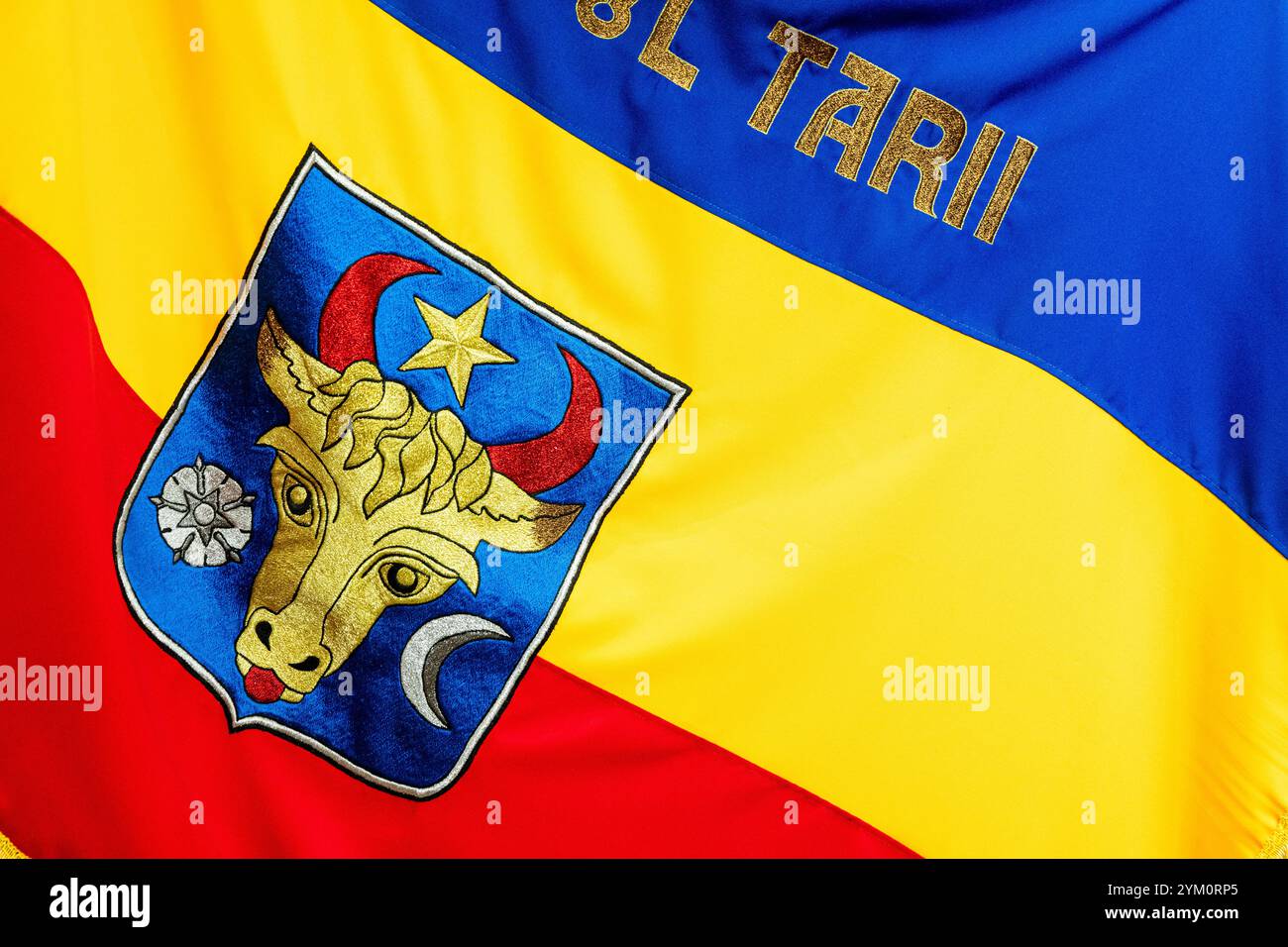 Old Moldavian flag with the Moldavian coat of arms, The National Museum ...