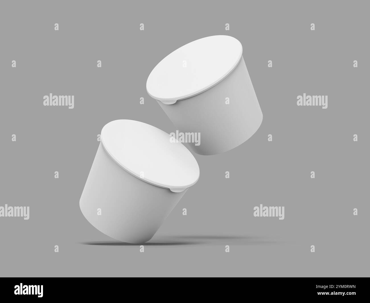 White Blank Instant Food Cup 3D Mockup Floating Two Cups Packaging Stock Photo - Alamy