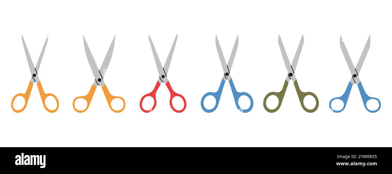 Set of open scissors. Hand drawn vector illustration Stock Vector Image ...
