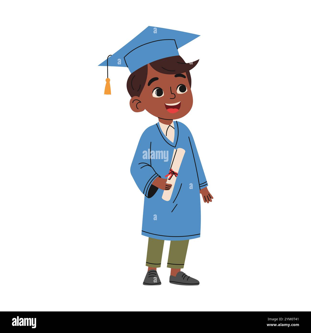 Happy elementary school boy in graduation gowns and cap. Education ...