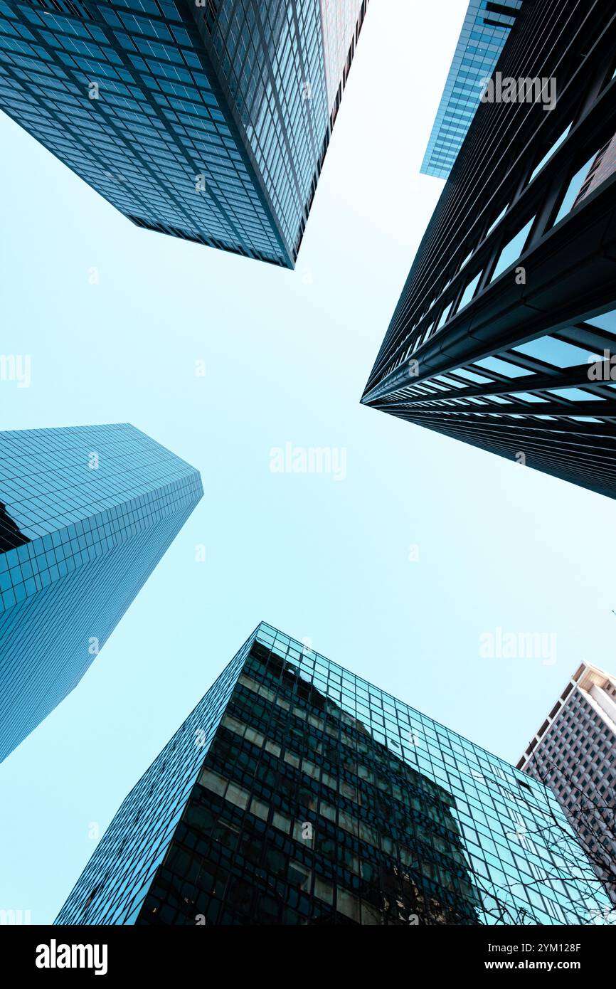 High rise buildings in New York City, USA taken from street level ...