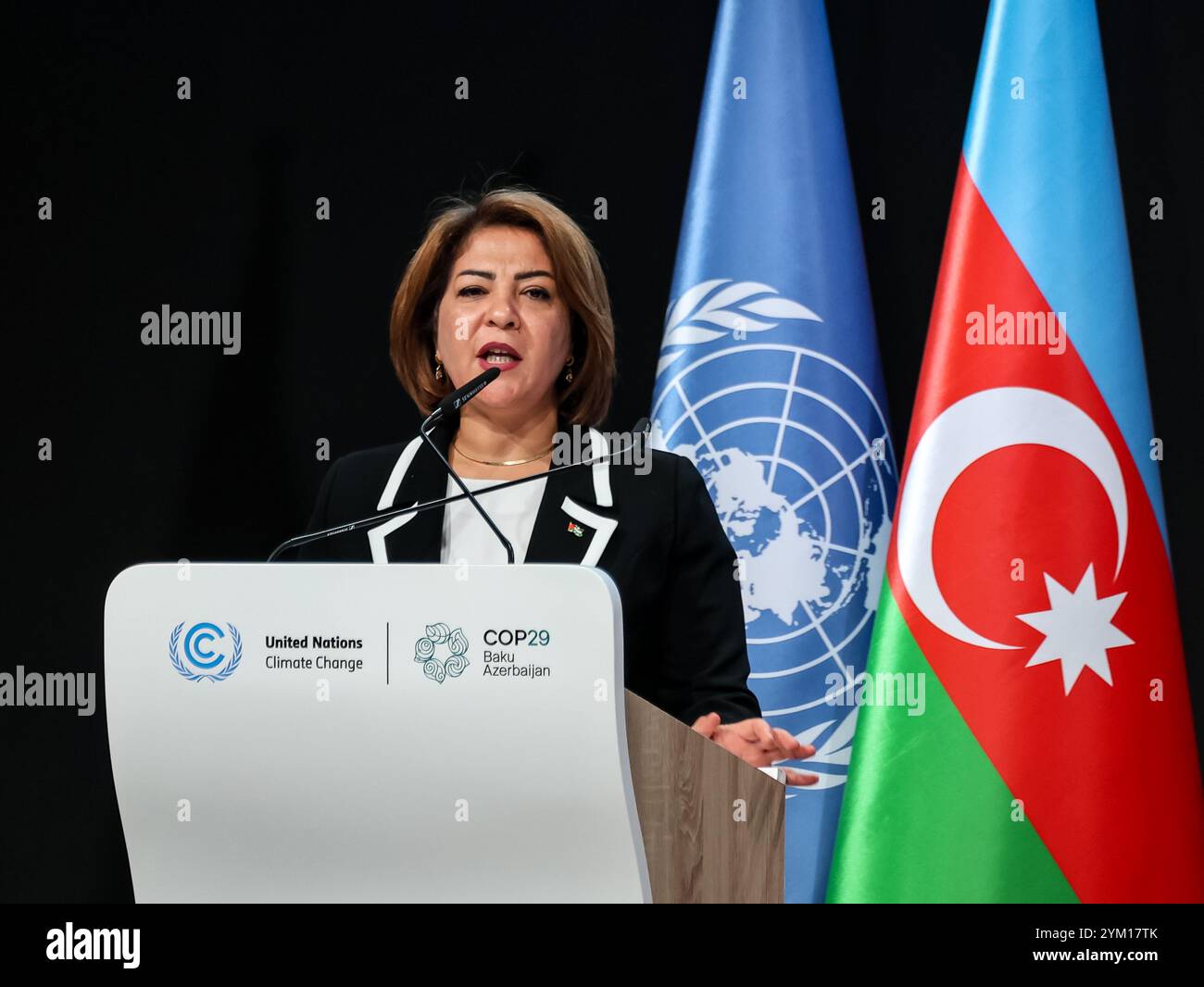 Baku, Azerbaijan, November 20, 2024. Ms. Nisreen T. H. Tamimi, Chairperson of the Environment ...