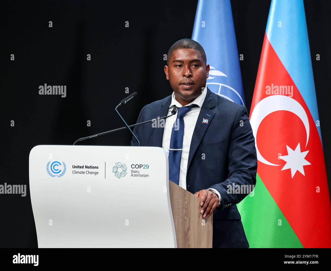 Baku, Azerbaijan, November 20, 2024. Kenrick Williams, Vice Minister of Sustainable Development ...