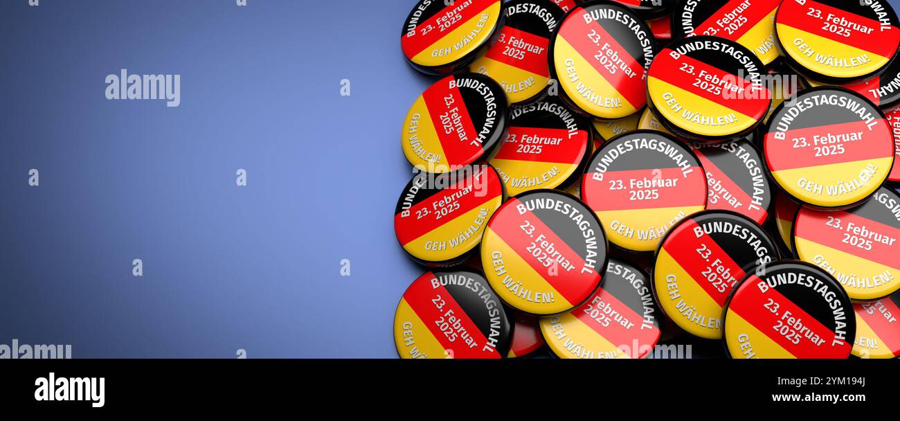 Buttons with the German flag and the text "Bundestagswahl - Geh wählen ...