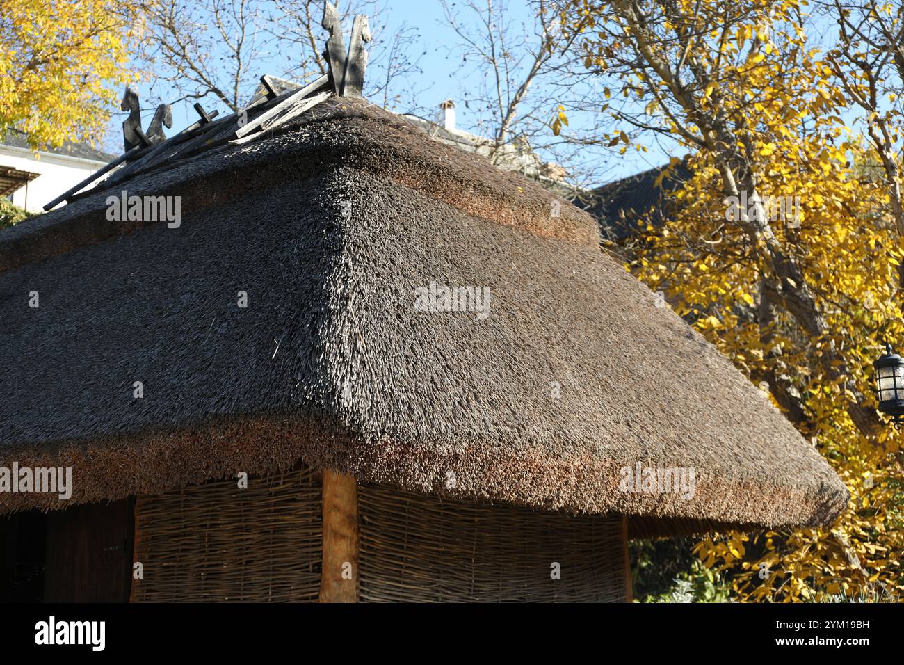 Barn with thatched roof in outdoor museum of traditional architecture ...