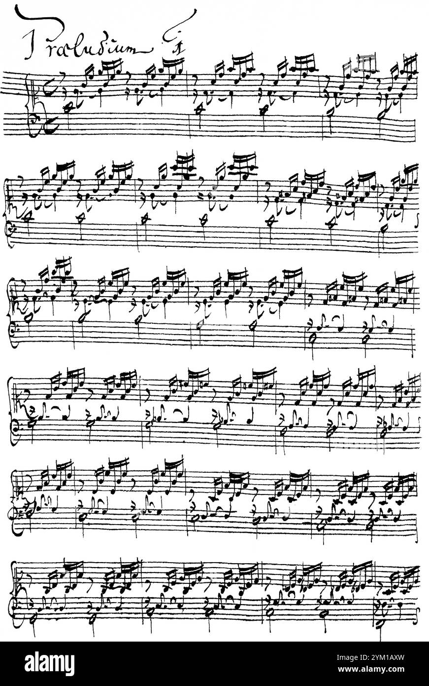 Facsimile of a handwritten music notation by Johann Sebastian Bach ...