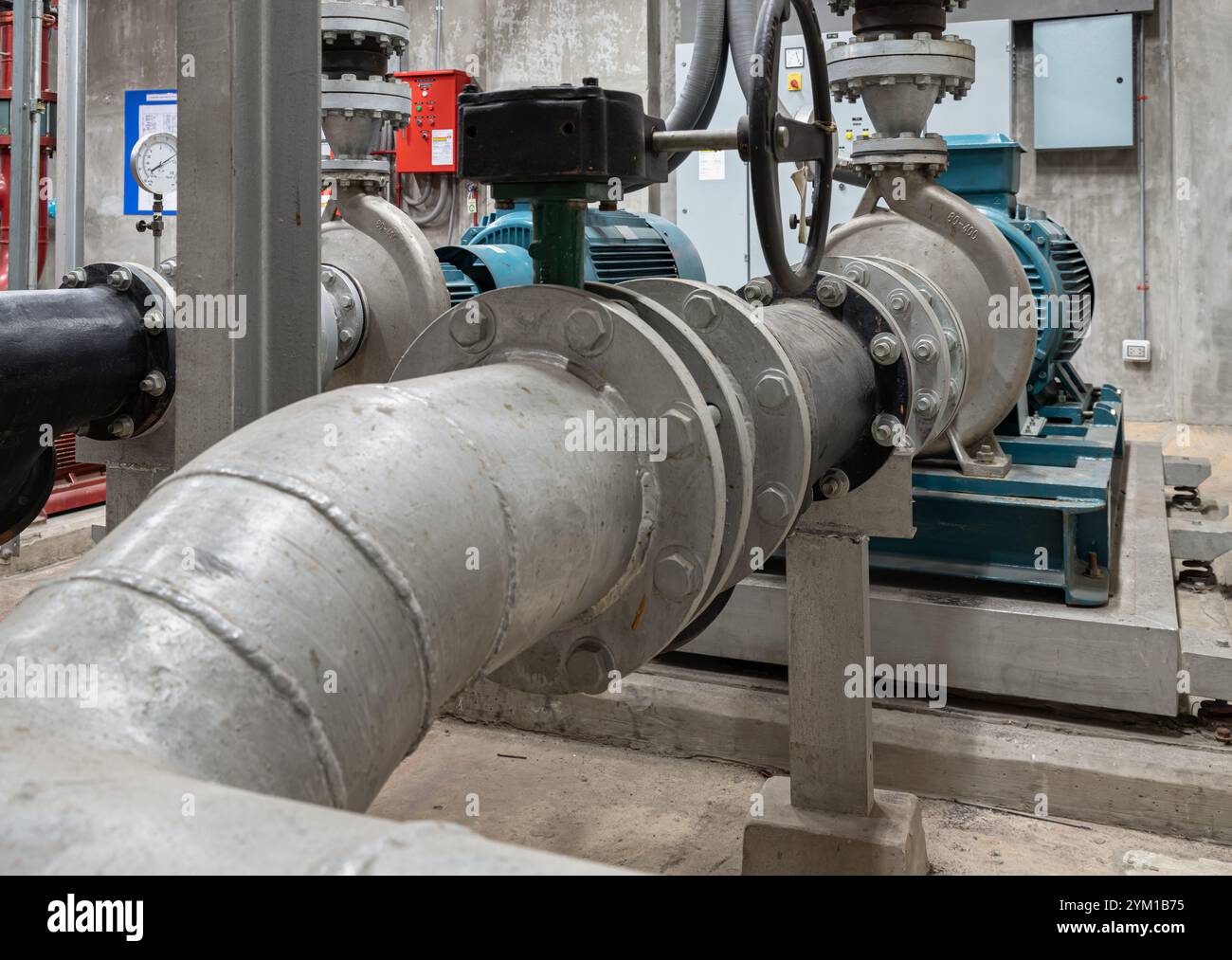 Bangkok,Thailand - 17 Nov, 2024 - Cold water pump of Condominium. Large blue water pumps motor ...