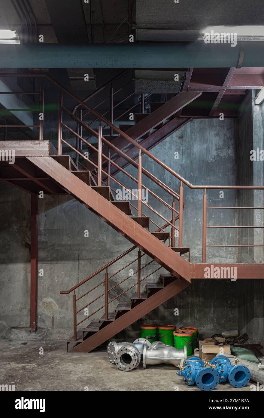 Stairs down to Cold water machine control room in the basement. Side ...