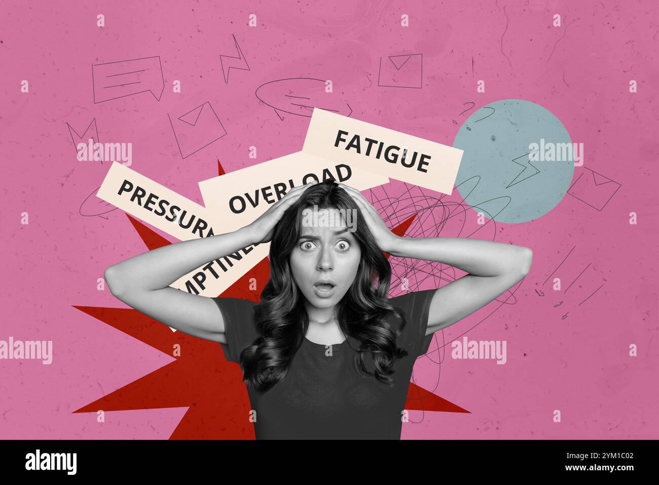 3D collage trend artwork composite sketch poster of young lady stand ...