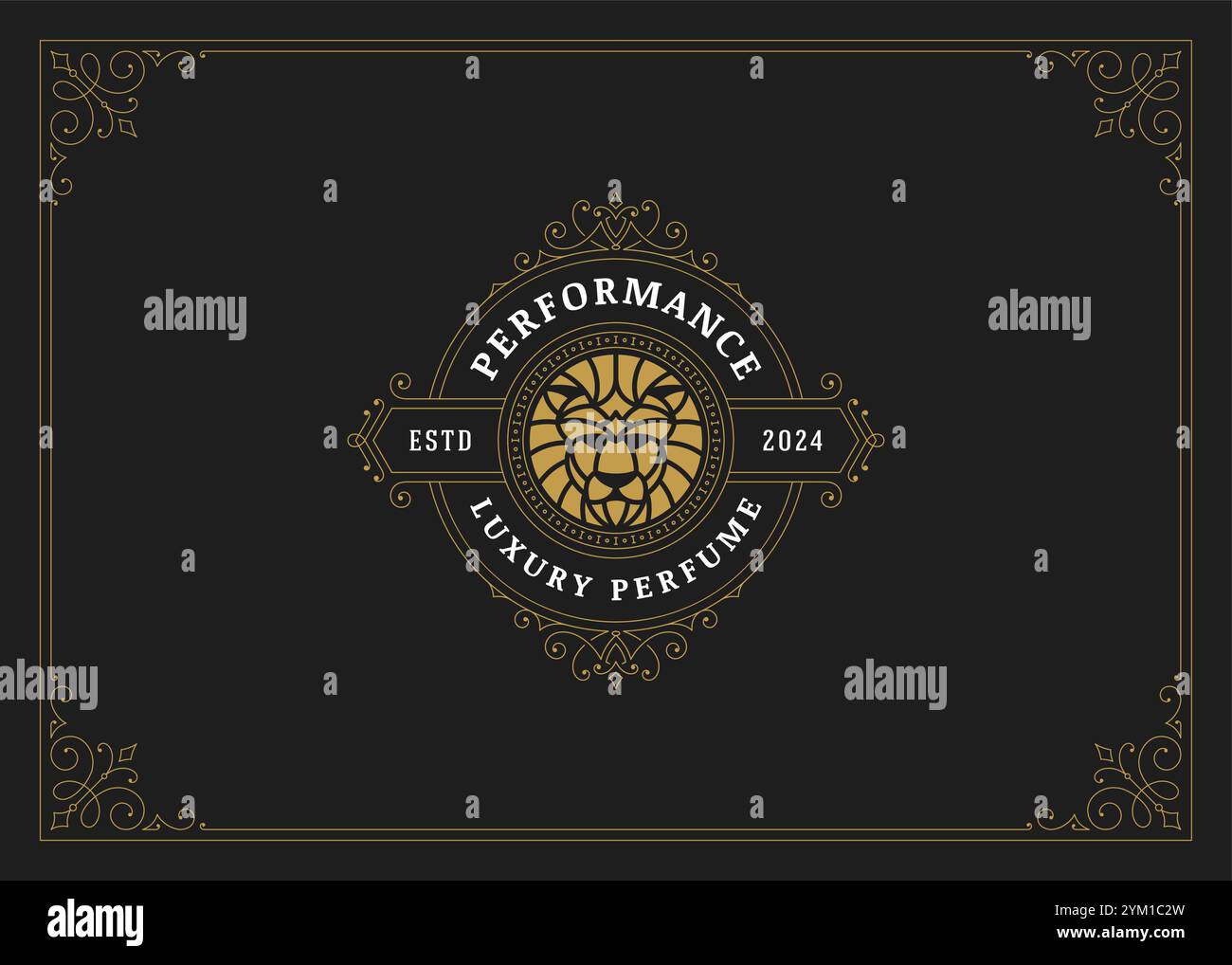 Vintage luxury Victorian logo for beauty brand with antique mystic lion ...