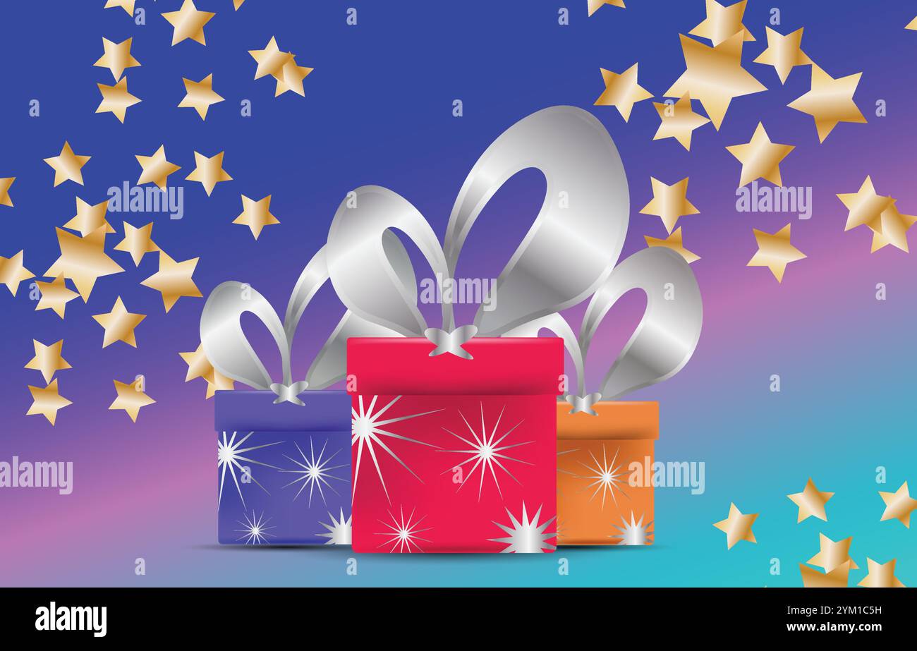 Silver gift boxes colorful Stock Vector Images - Alamy