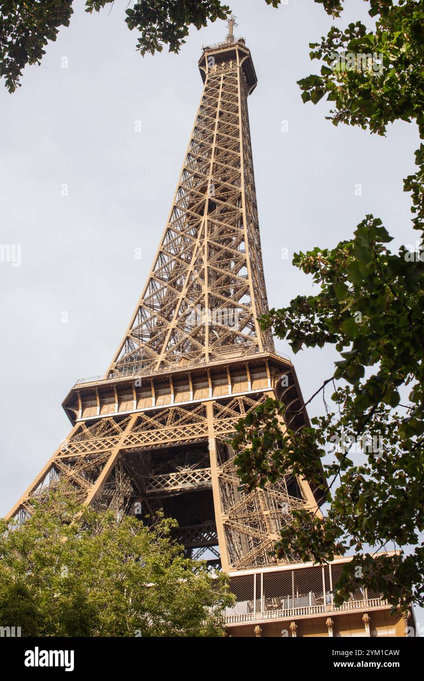 Eiffel Tower. Vertical. View from the bottom Stock Photo - Alamy