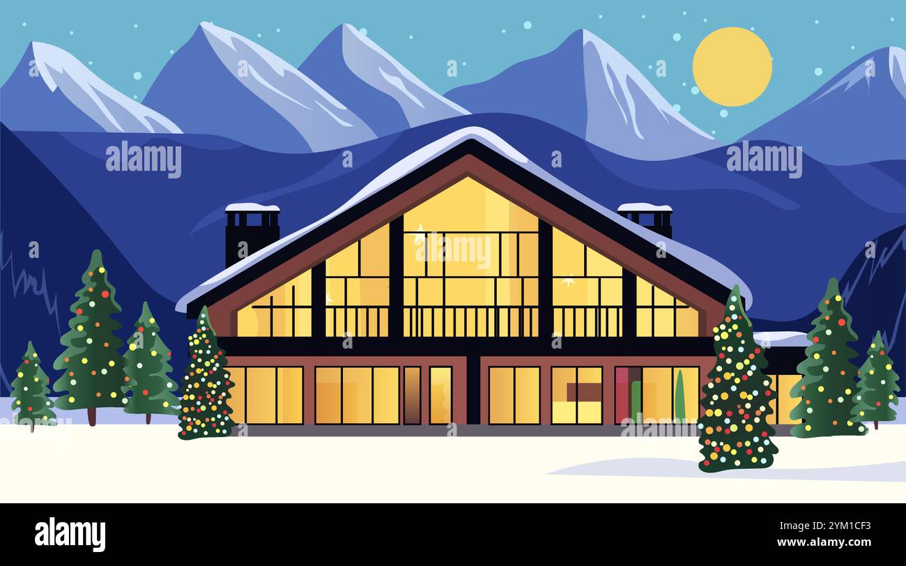 Frosty winter trees illuminated Stock Vector Images - Alamy