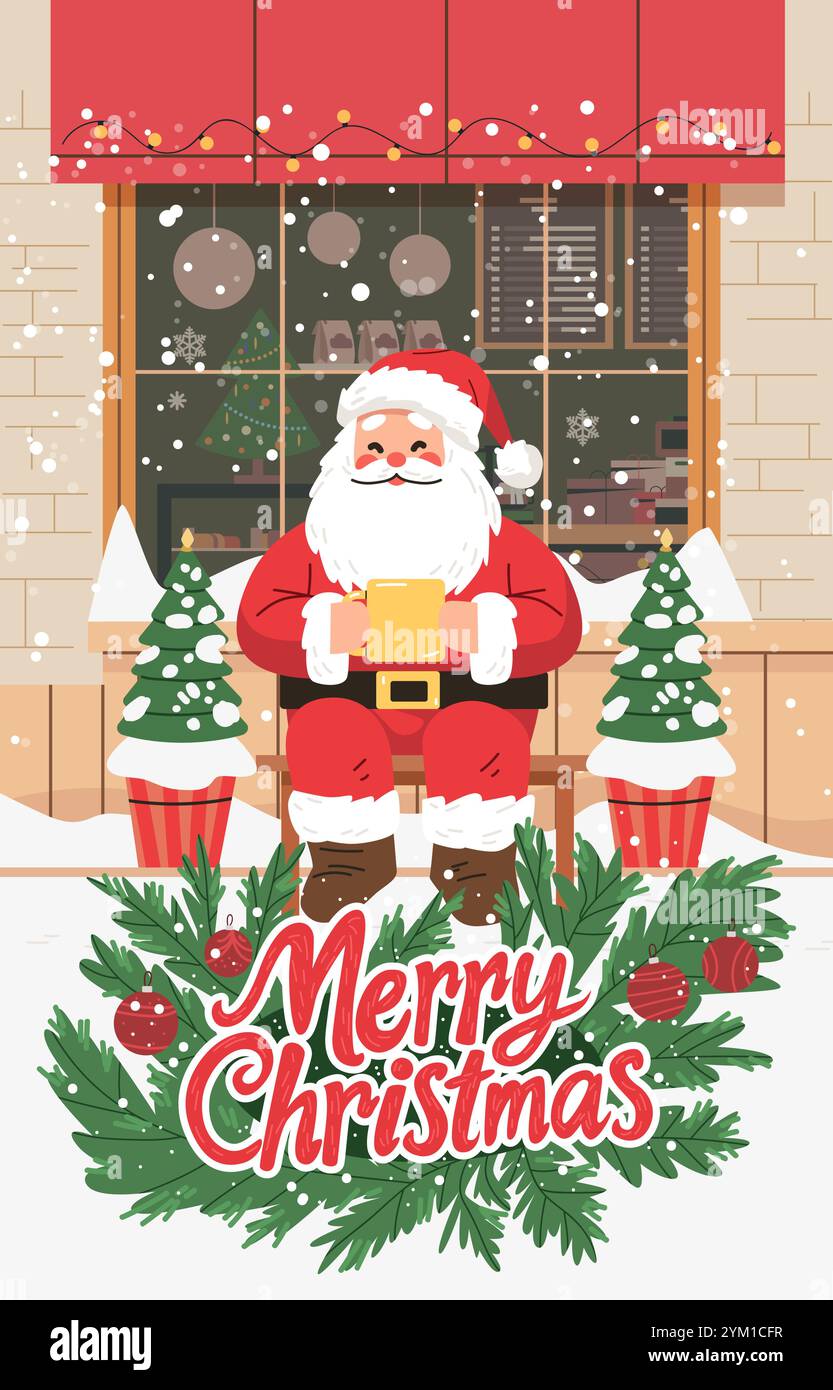 Santa claus outside shop Stock Vector Images - Alamy
