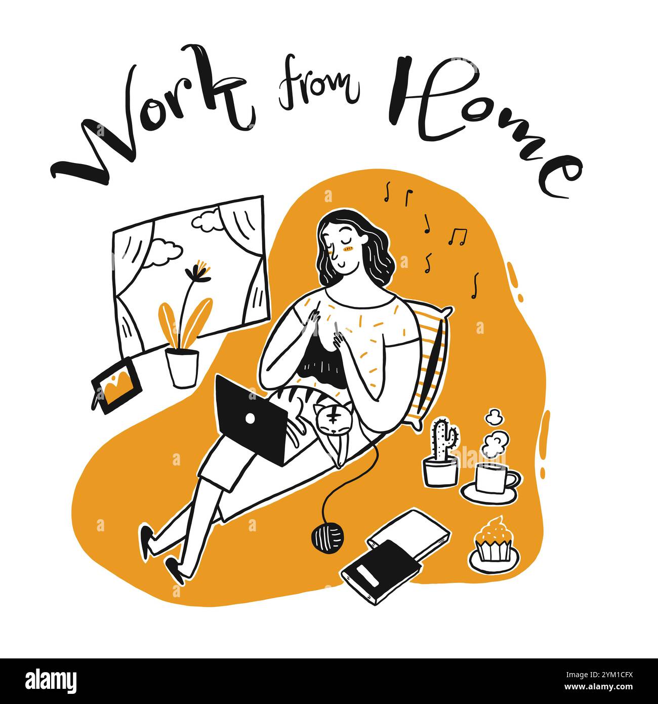 Young woman who work and hobbies together, Work from home concept, Hand ...