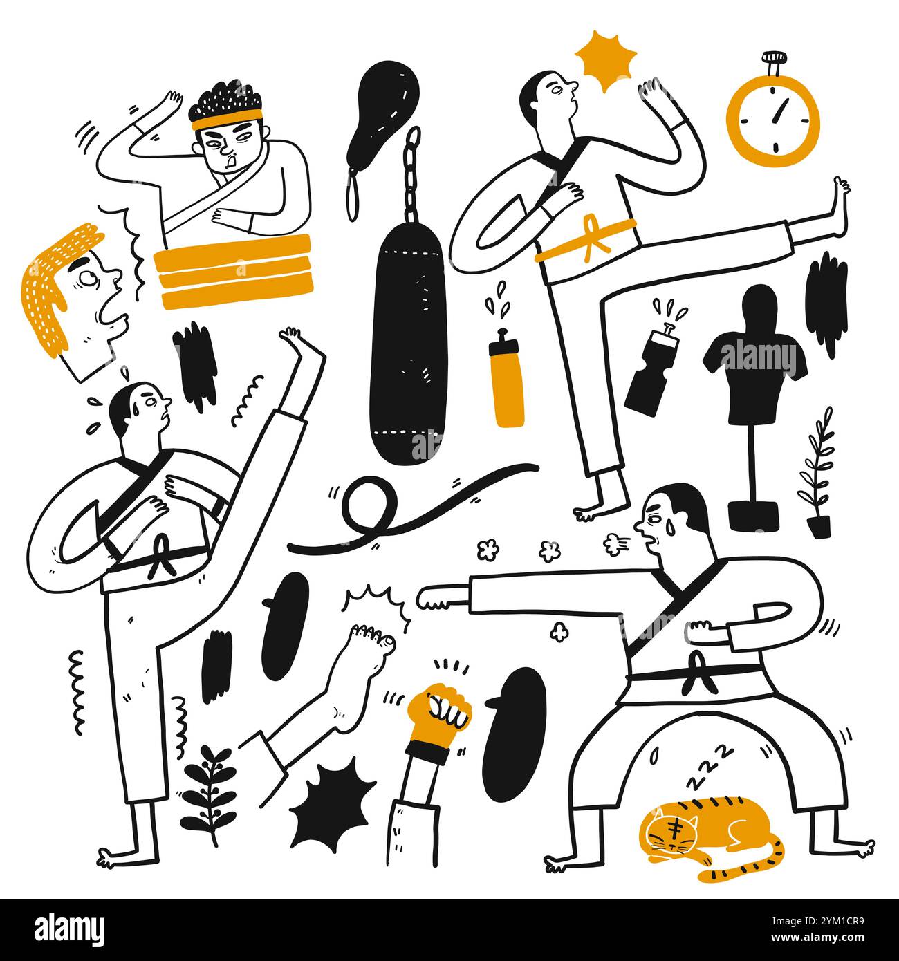 Activities of people who are playing various sports, Hand drawn vector ...