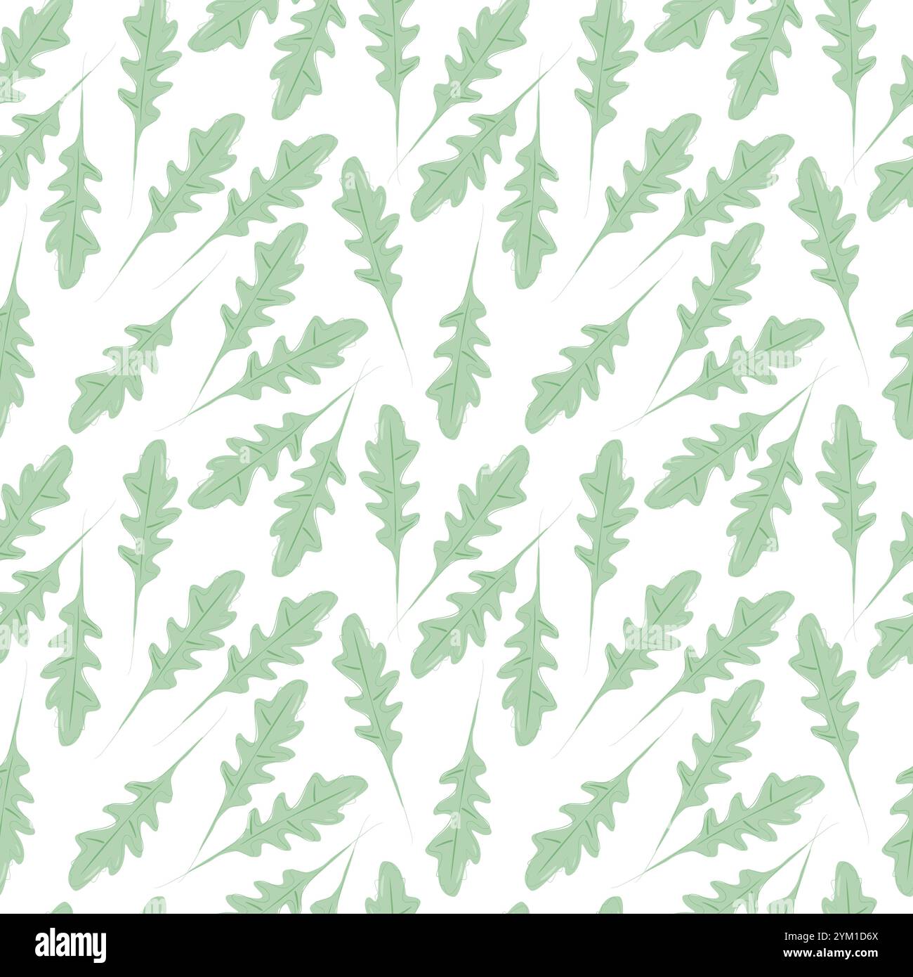 Watercolor Arugula leaves with fill not along contour Seamless pattern ...