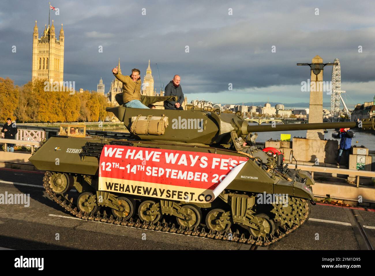 London, UK. 20th Nov, 2024. Al and James on the tank with the Houses of ...