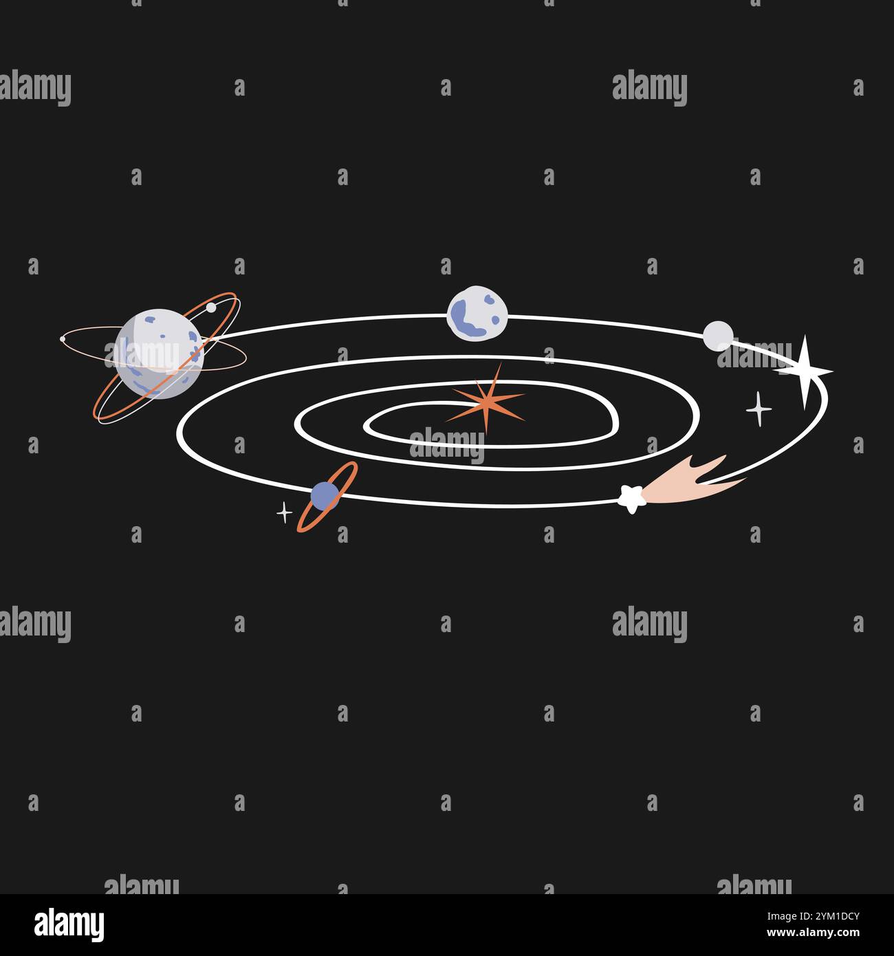 Cartoon abstract spiral galaxy isolated design element. Space galaxy ...