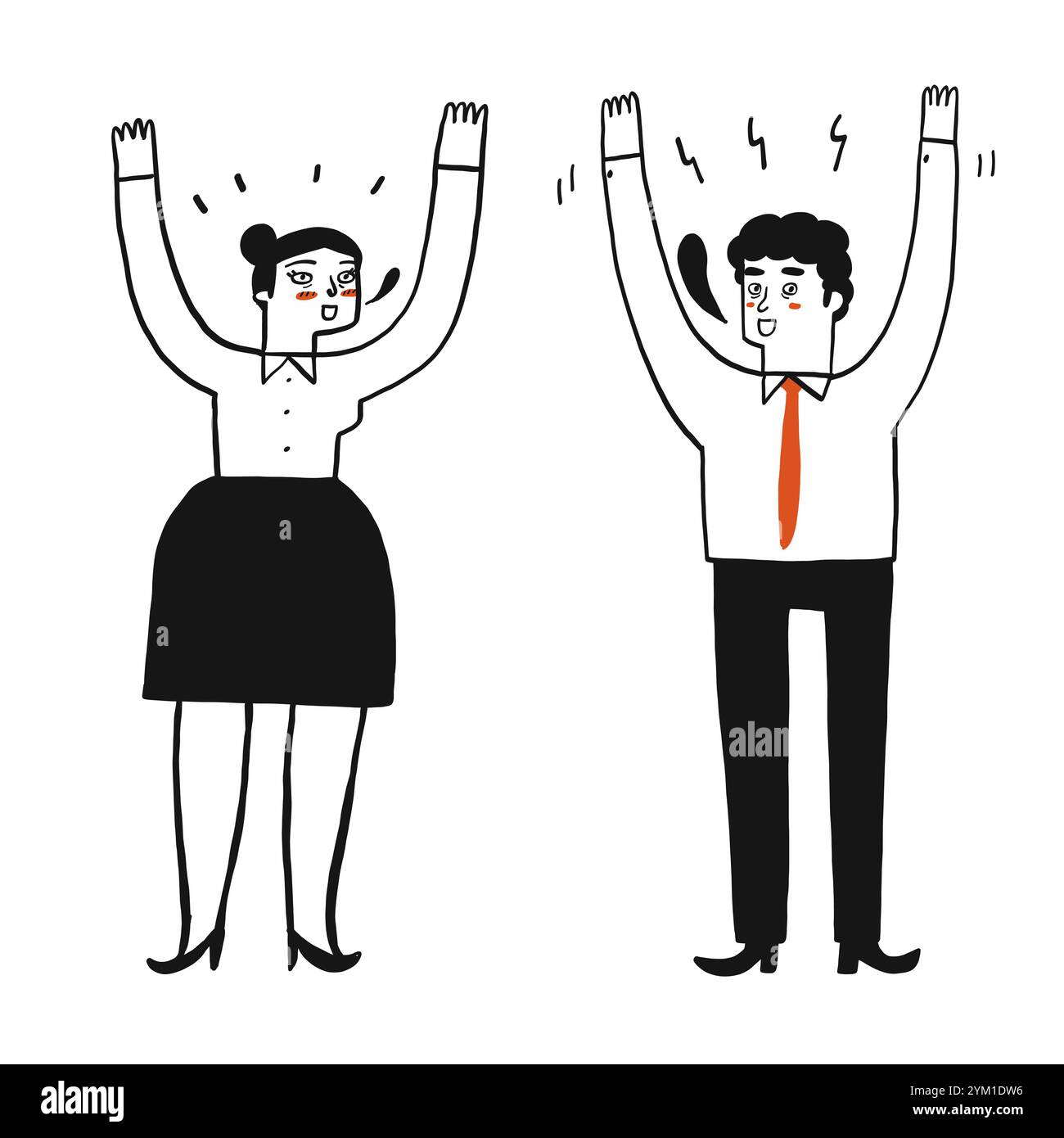 People are raising their hands on both sides. Hand drawing Vector ...